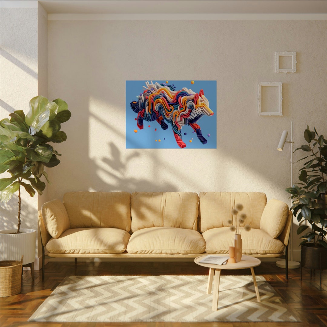 Wolf Art Poster, Watercolor 3d Art, Abstract Poster, Dorm Room Print ...
