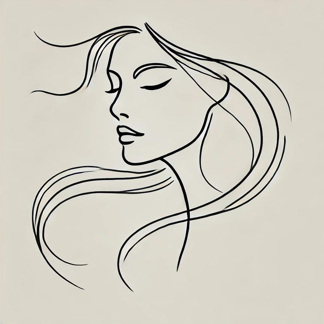 WOMAN FACE LINE Art - Simple Line Drawing - Minimalist Line Art - Black ...
