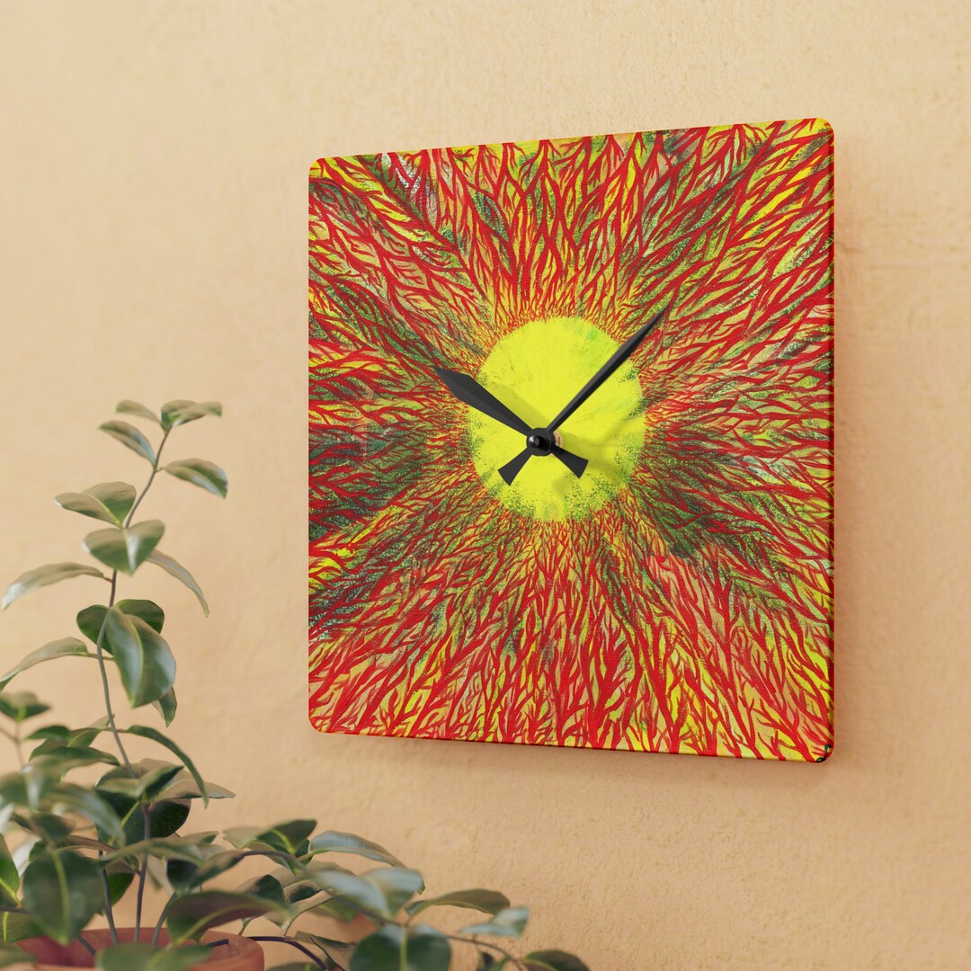 RED EYE Acrylic Wall Clock Retro Clock, Rectangle Clock, Red Eye ...