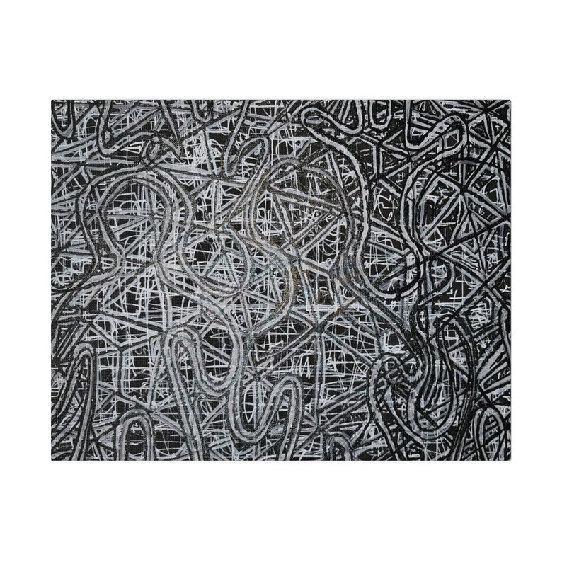 Black & White Abstract Canvas, Geometric Design, Modern Minimalist ...