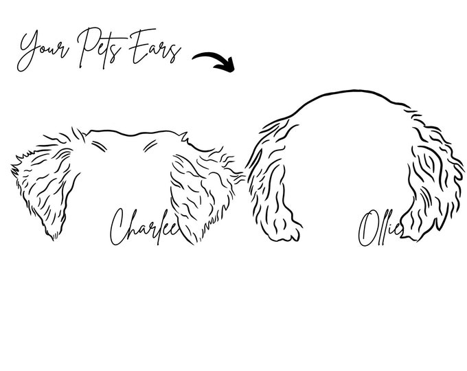 Ear Outline Illustration Digital File Custom Pet Ear Outline Digital ...