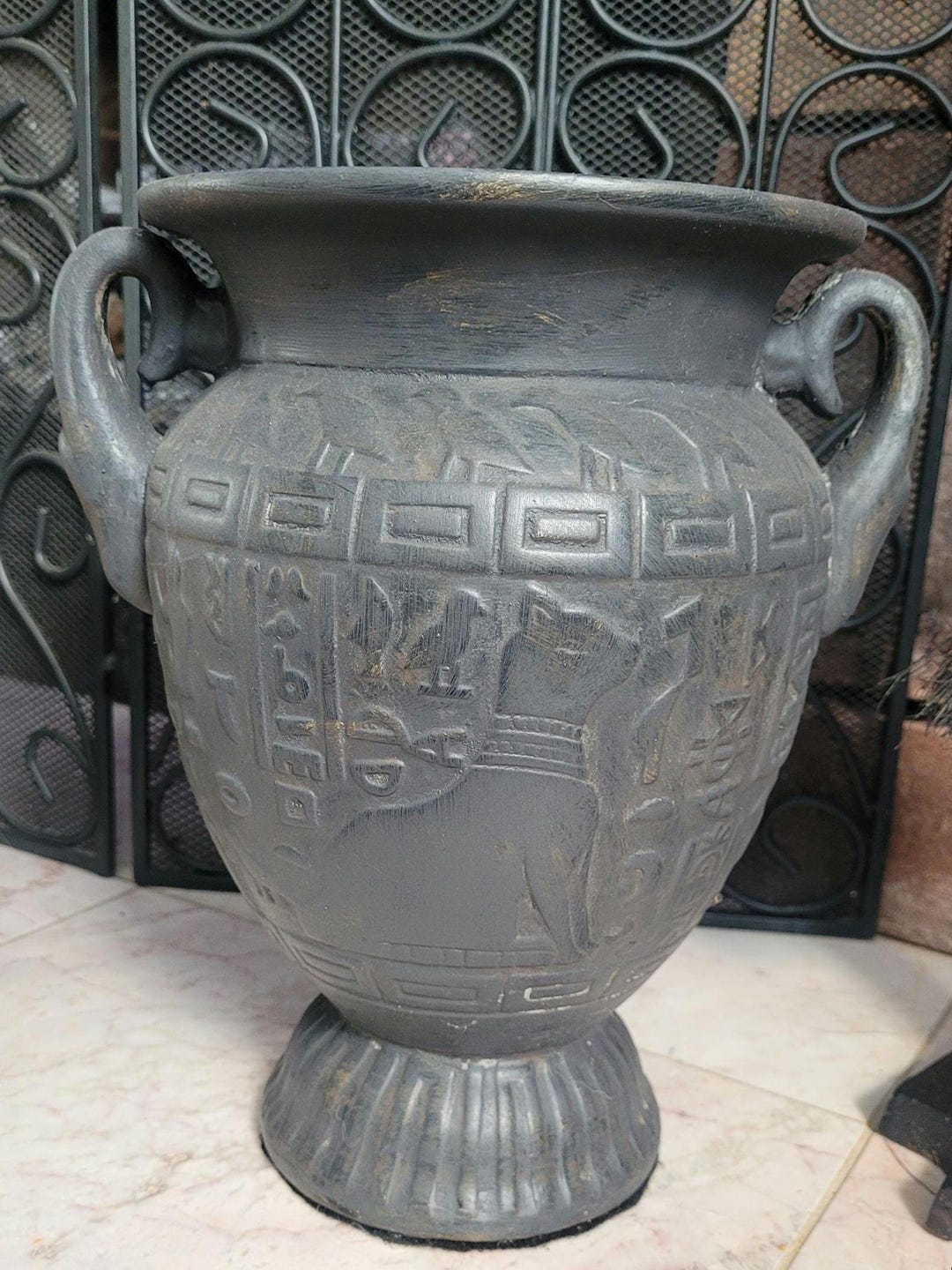 Metal Rustic Egyptian Style Vase Urn - Etsy