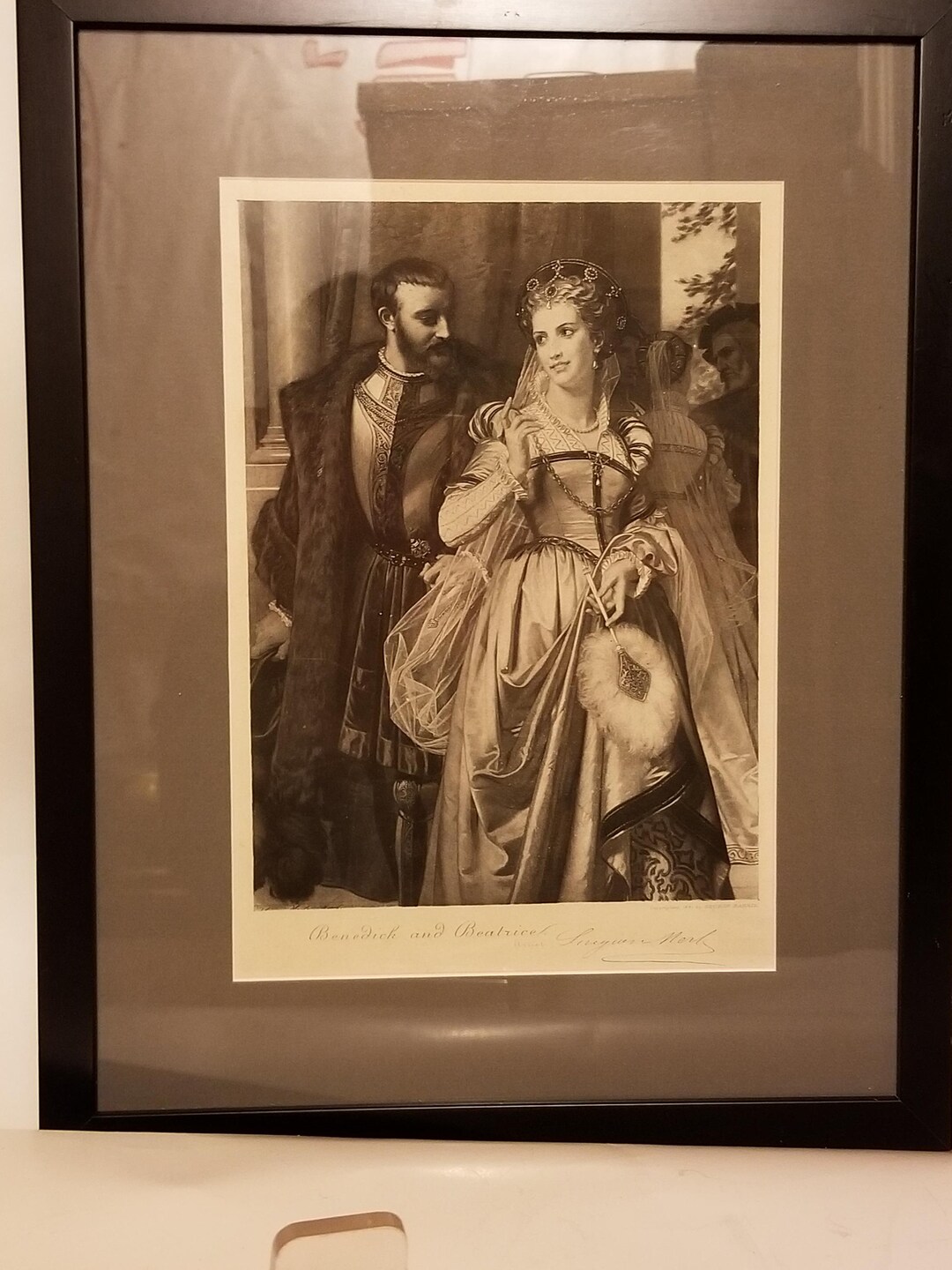 Shakespeare Characters BENEDICK and BEATRICE 1892 Vintage Litograph ...