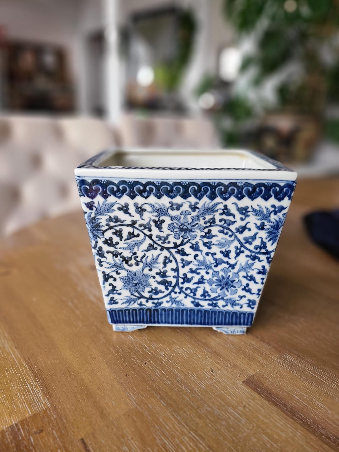Rare Chinese Blue-and-white Jardiniere Depicting Lotus Scroll Qing ...