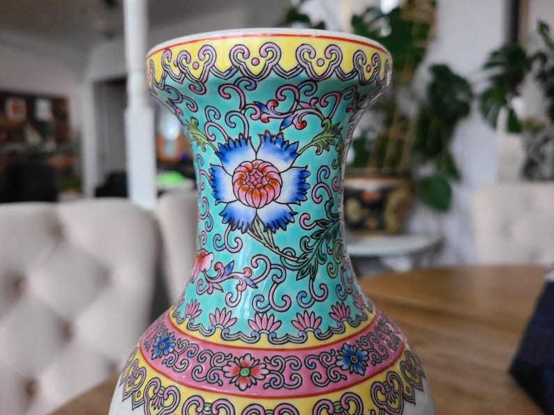 Vintage Chinese Porcelain Landscape Poetry Vase 12" - Etsy