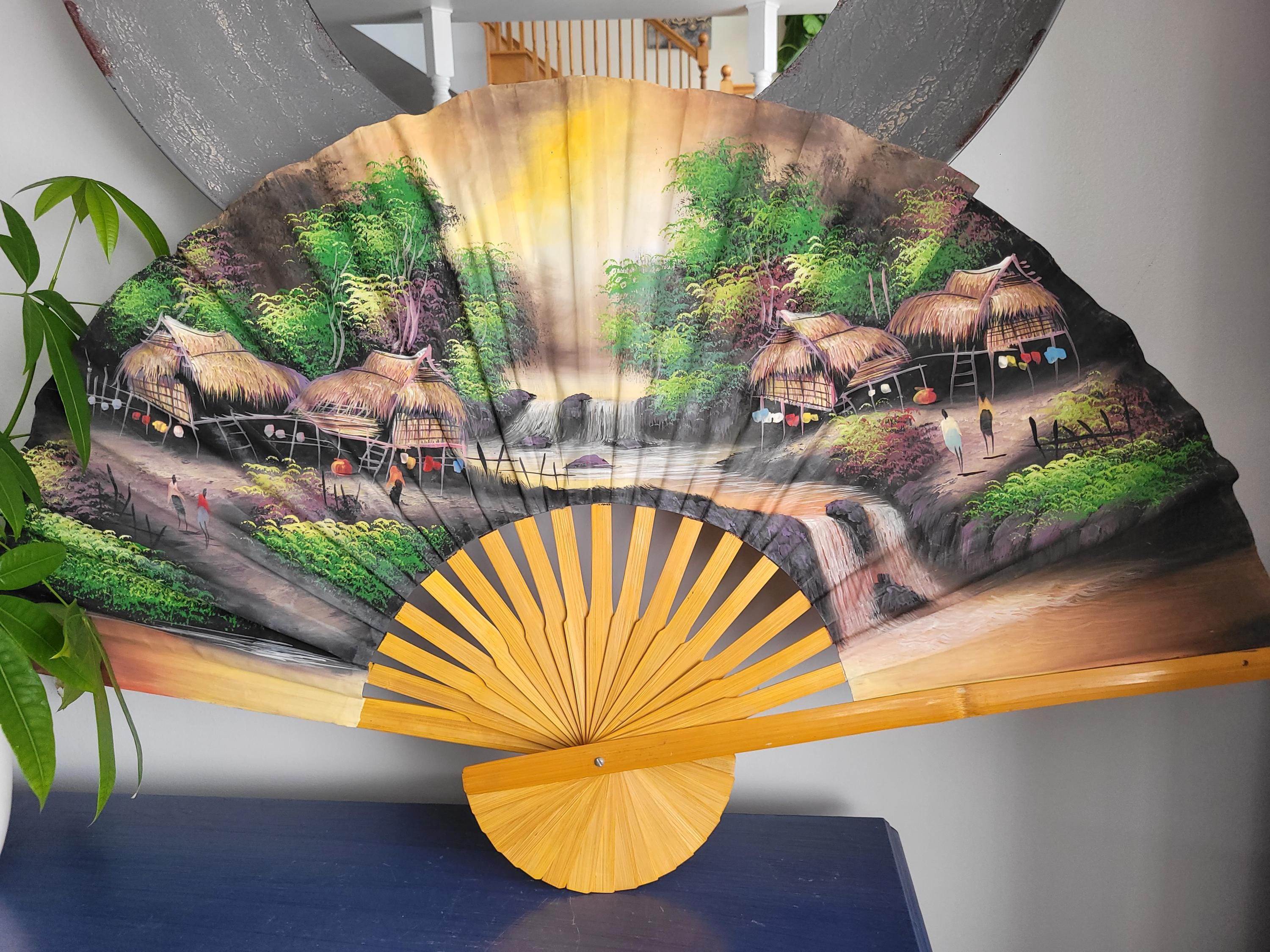 Large Decorative Wall Fan Oriental Country Scene 40 Inches Wide - Etsy