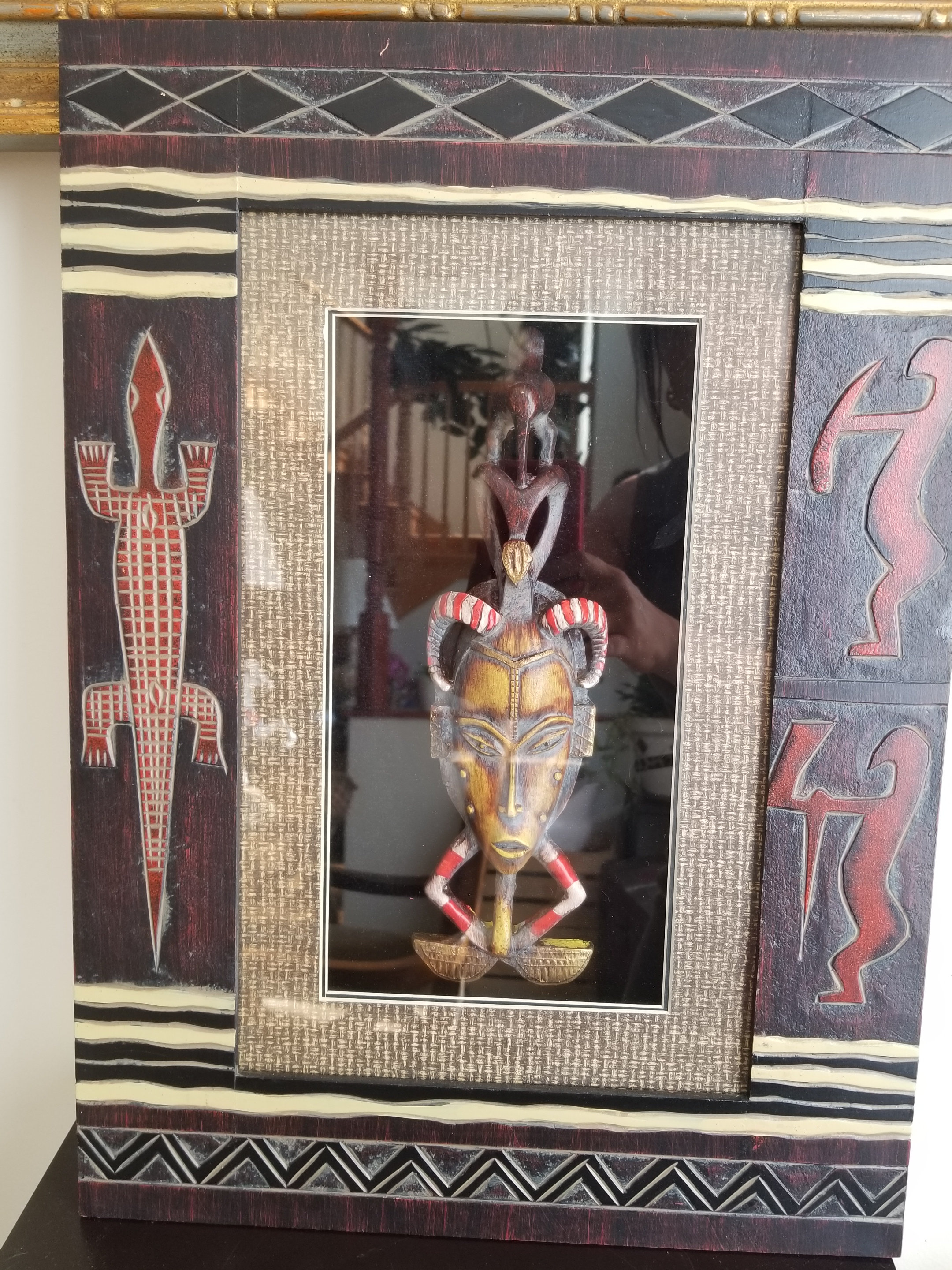 Vintage African Wood Carved Tribal Mask in Wood Shadow Box 14x22 - Etsy