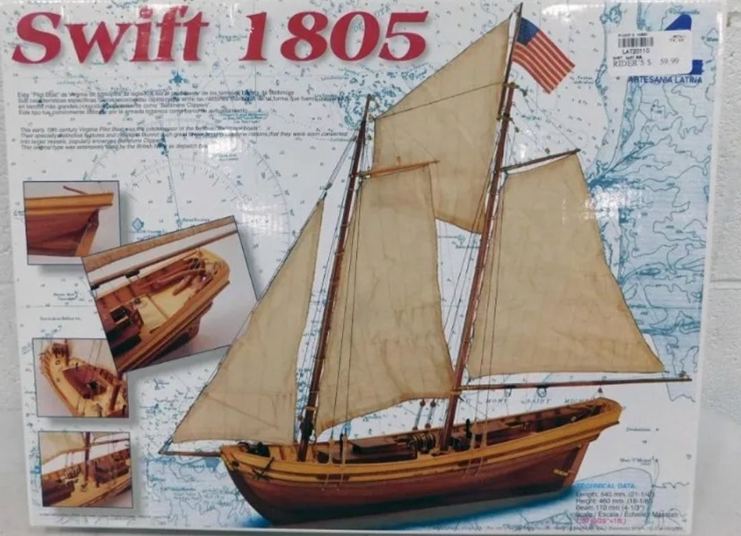Vintage French American Virginia Pilot Boat Swift 1805 Model Ship Boat ...