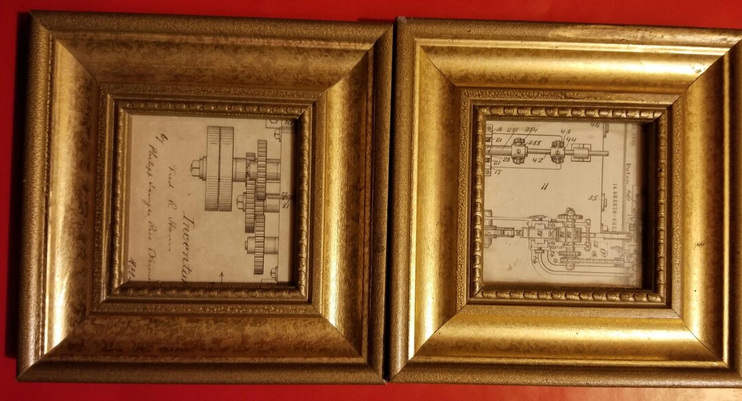 Rare Vintage Framed Technical Drawings or Blueprints of 1903 Patented ...