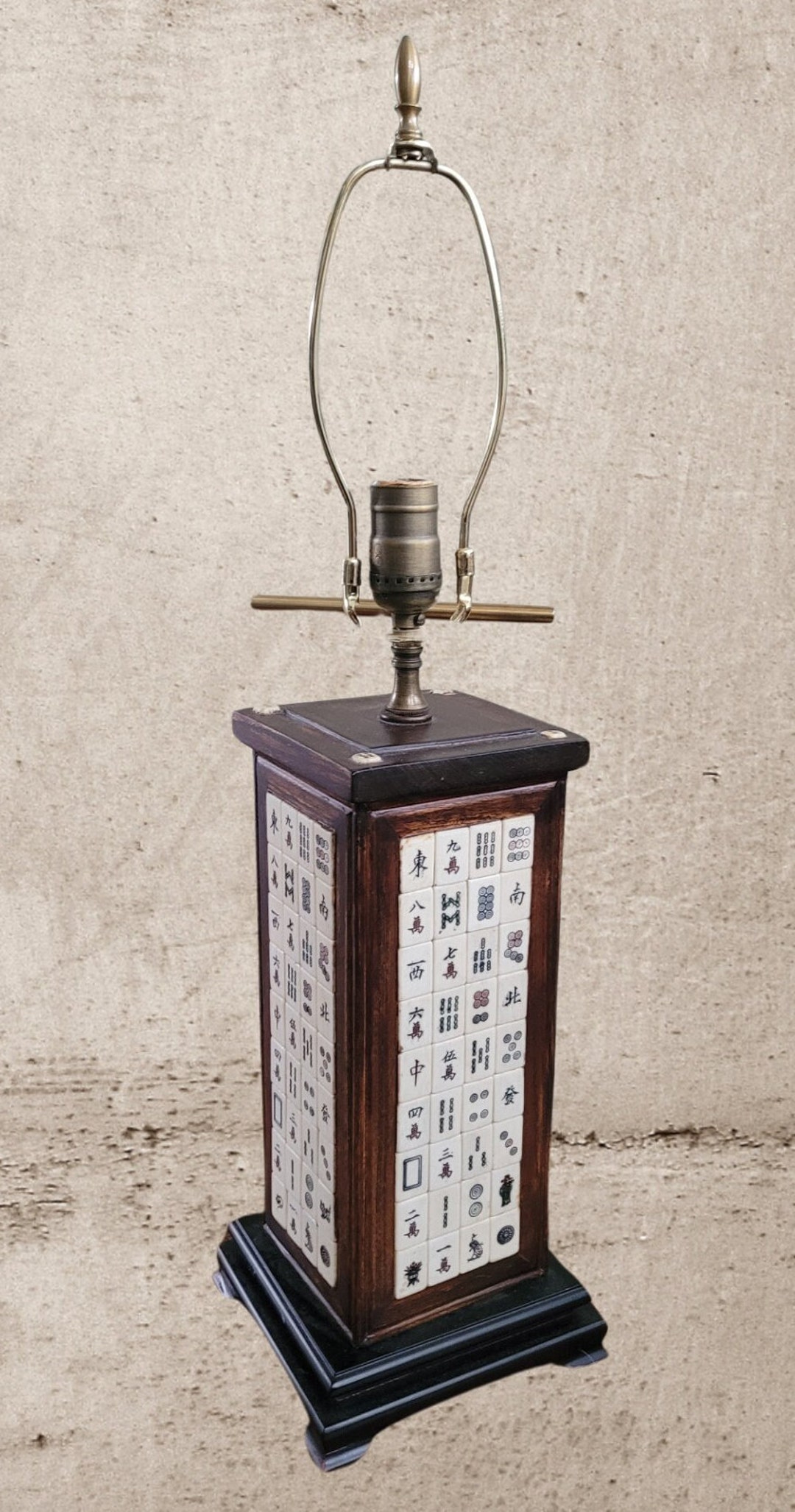 VINTAGE ASIAN Original Mahjong Tile Lamp Solid Wood Hand Crafted - Etsy