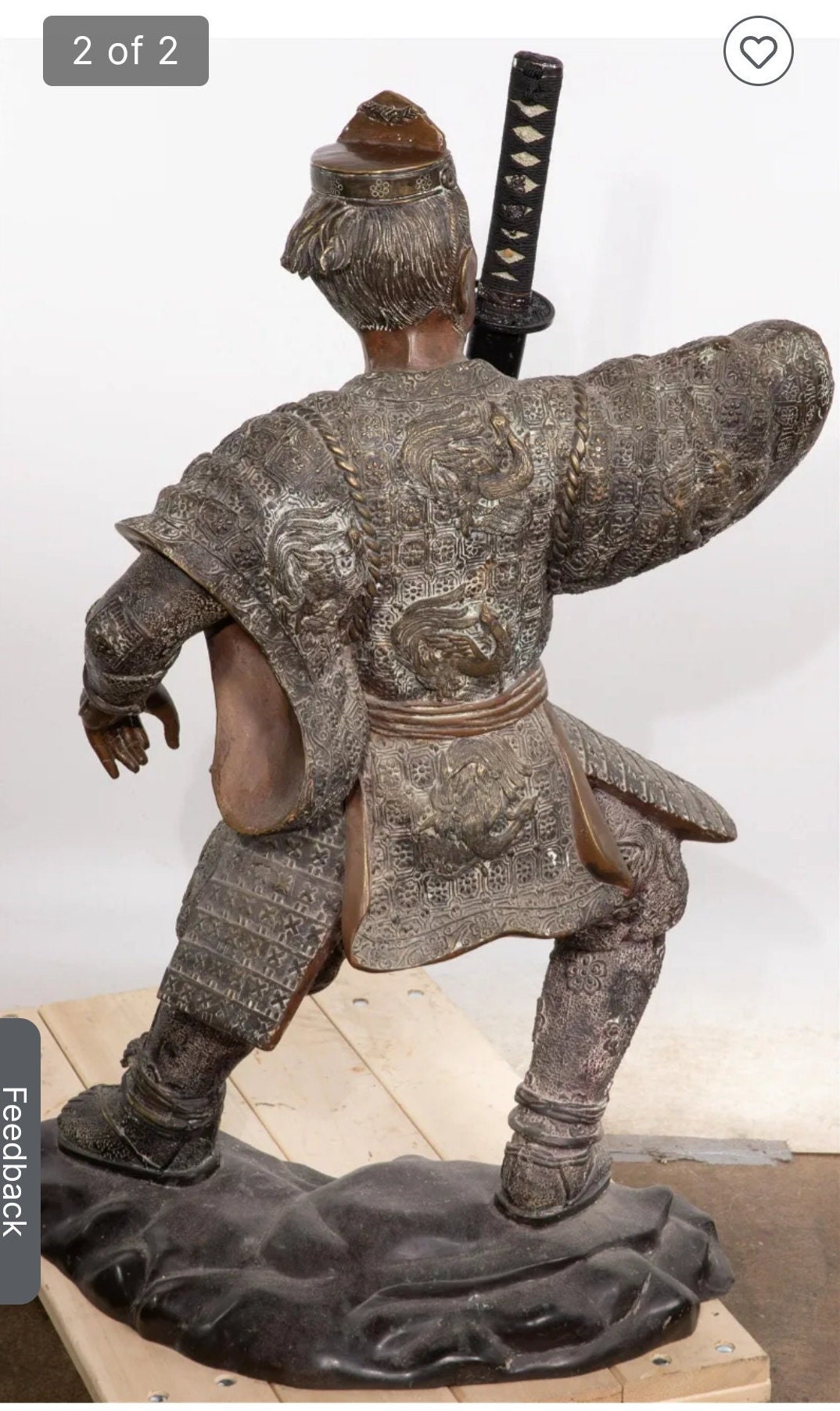 Large 3-foot Japanese Samurai Warrior Bronze Sculpture Statue W ...