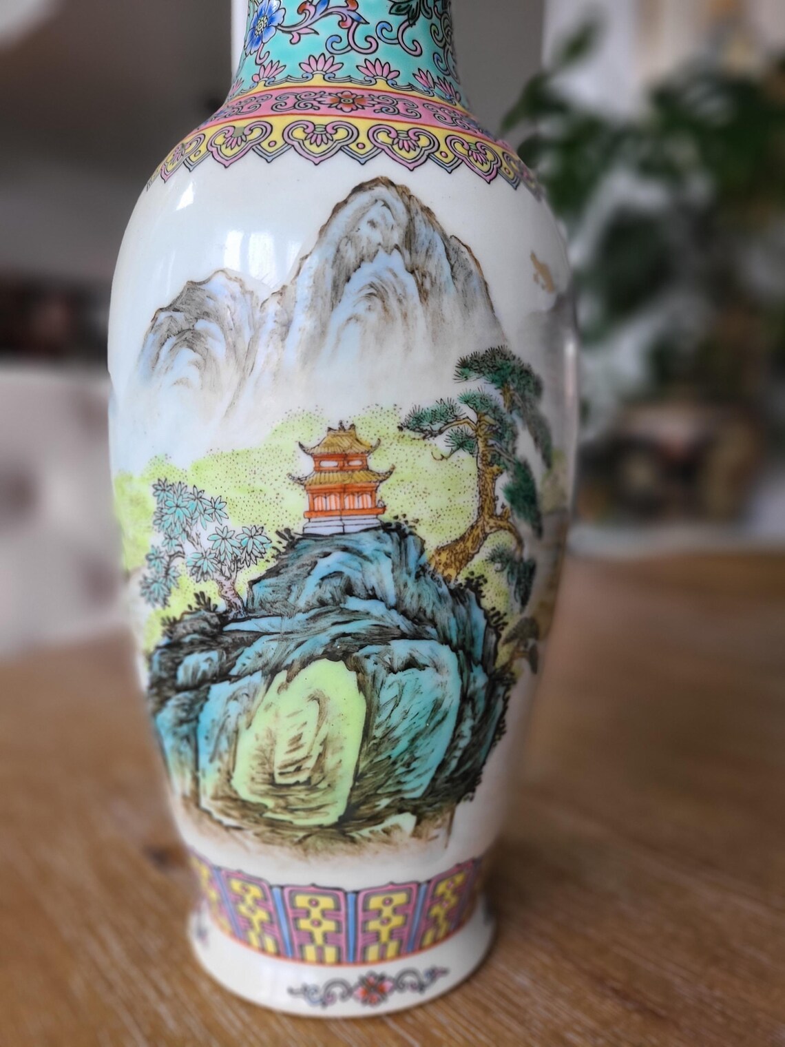 Vintage Chinese Porcelain Landscape Poetry Vase 12" - Etsy