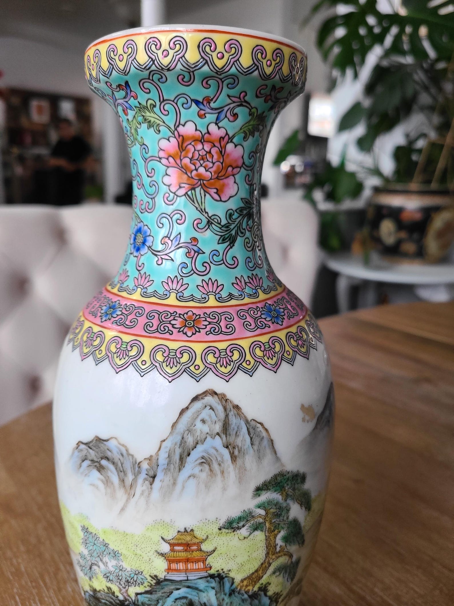 Vintage Chinese Porcelain Landscape Poetry Vase 12" - Etsy