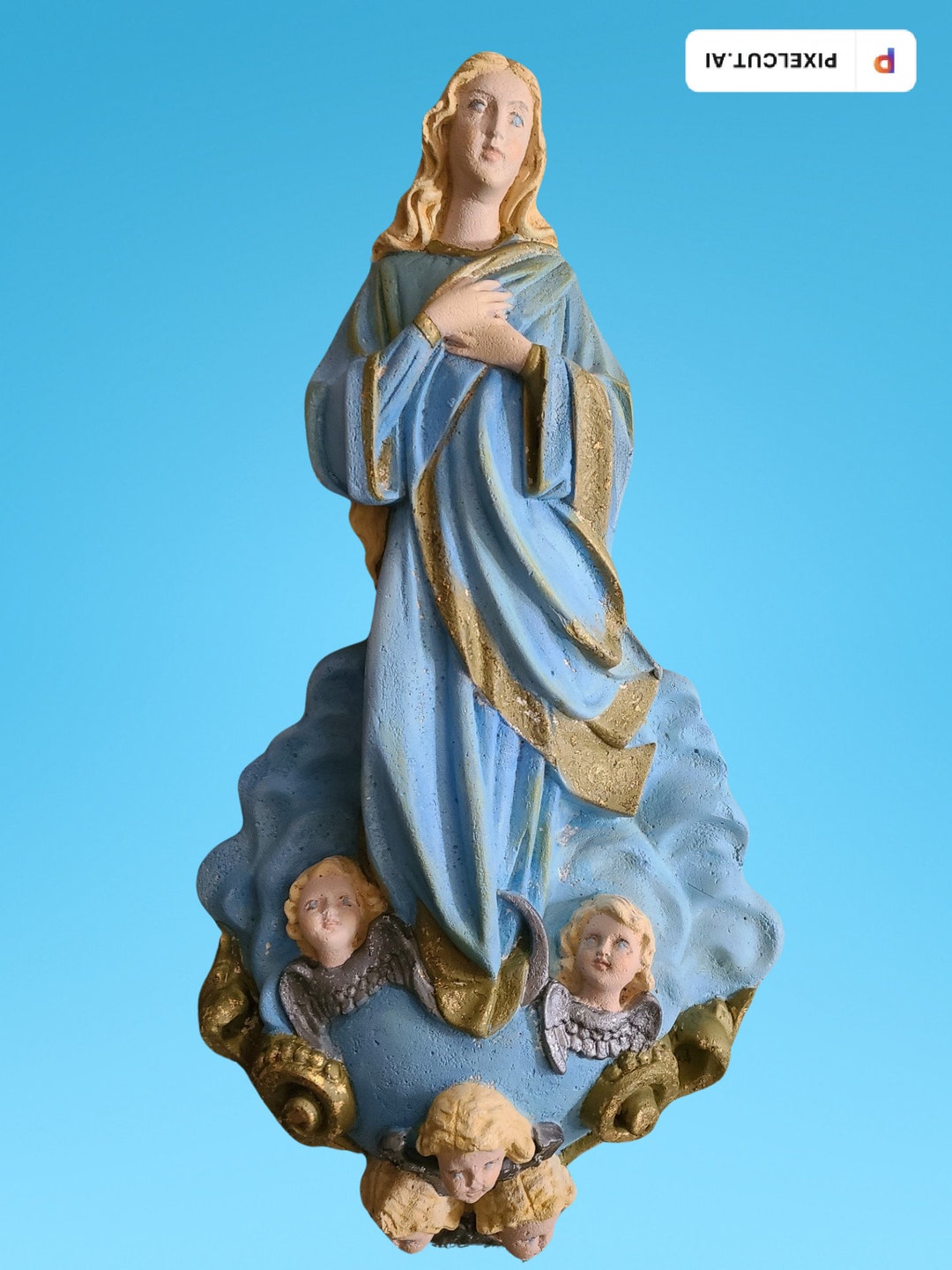 Handpainted Vintage Biscuit Statue of Our Lady Immaculate Conception 25 ...