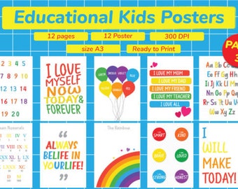 Set of 24 Educational Posters, Montessori Classroom Decor, Homeschool ...