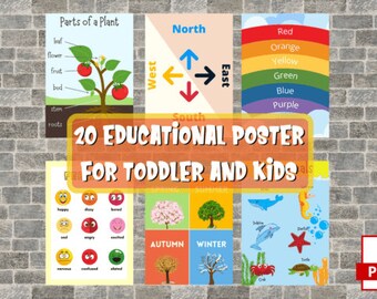 Set of 24 Educational Posters, Montessori Classroom Decor, Homeschool ...