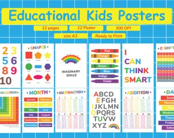 Set of 24 Educational Posters, Montessori Classroom Decor, Homeschool ...