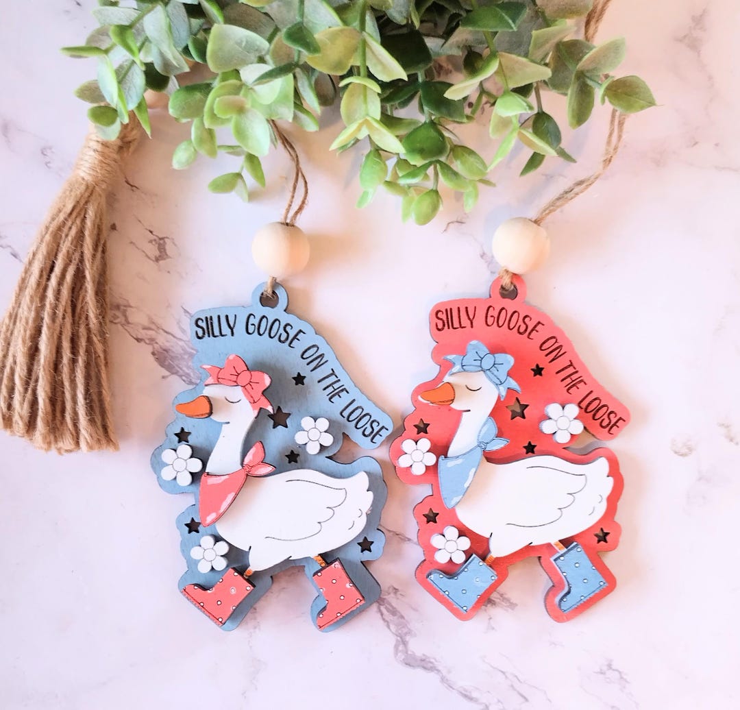 Silly Goose on the Loose Car Charm Ornamanet Svg - Etsy