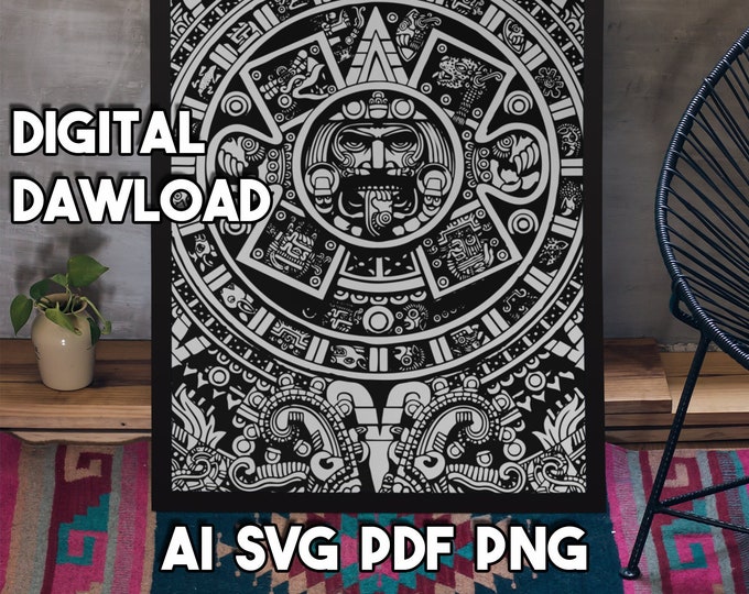 Aztec Calendar, Calendar, Azteca, SVG, DXF, PNG, Vector, Screen ...