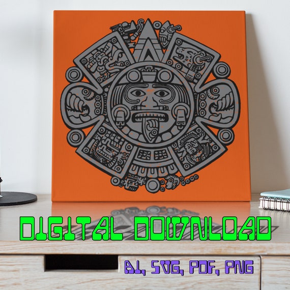 Aztec SVG File Laser File High Detail Aztec Calendar SVG | Etsy