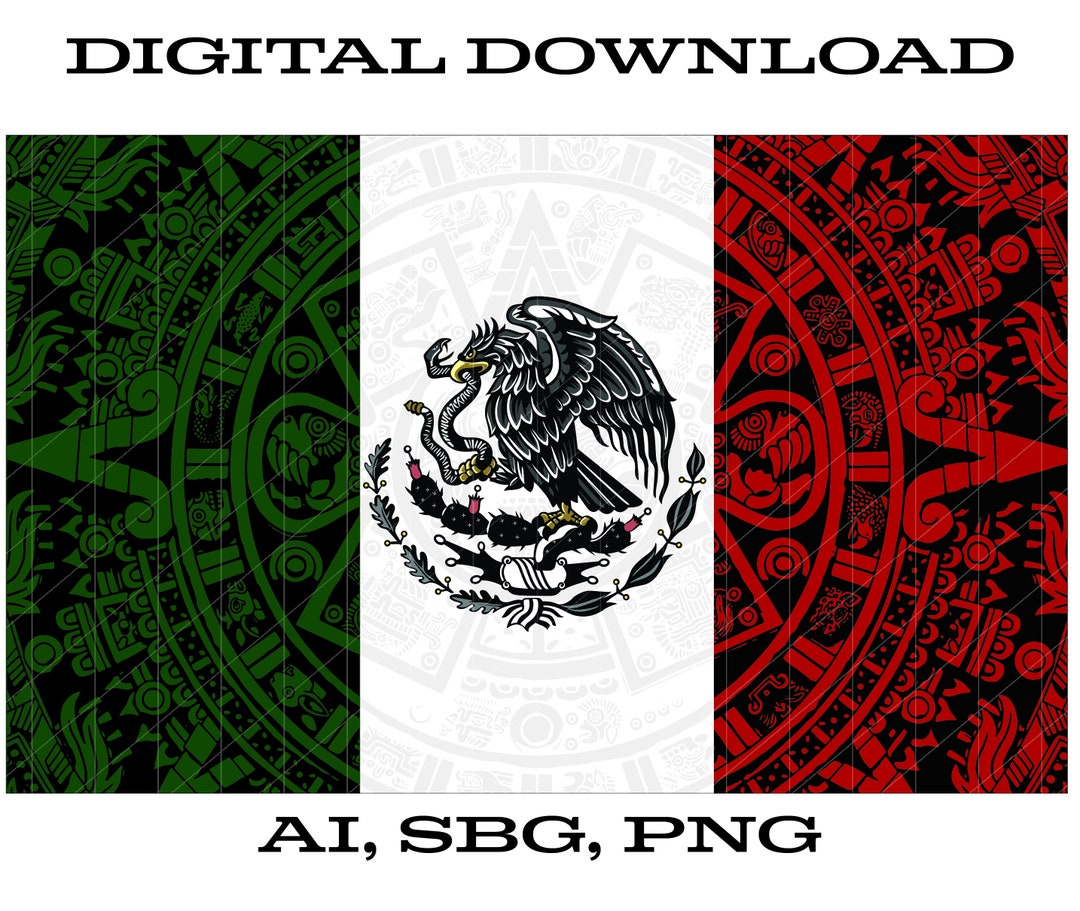 Aztec Mexican Flag SVG File, Aztec Calendar SVG, Mexican Art, Laser ...