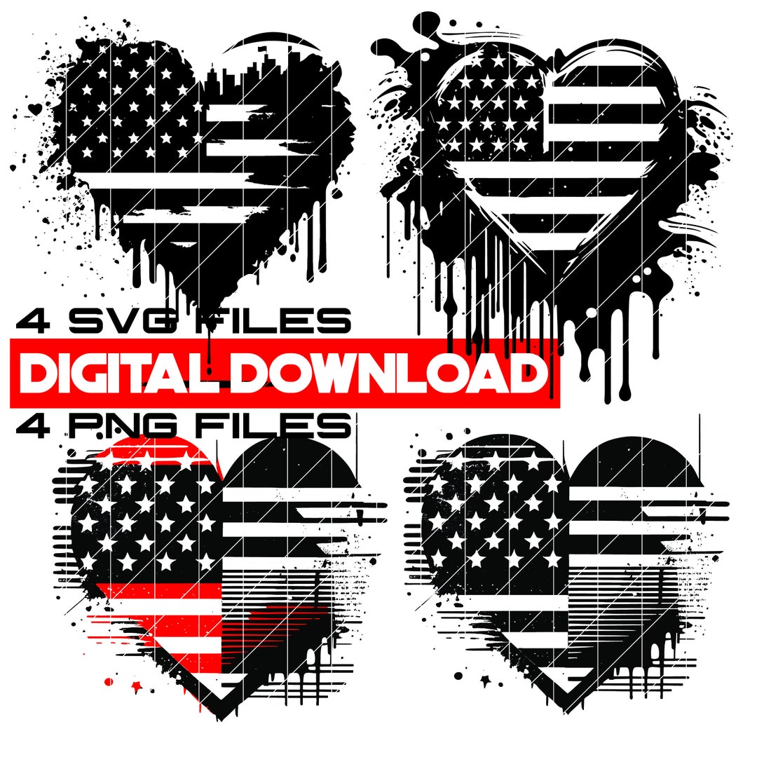 USA Flag Hearts Svg,american Flag Svg for Cricut and Silhouette, USA ...