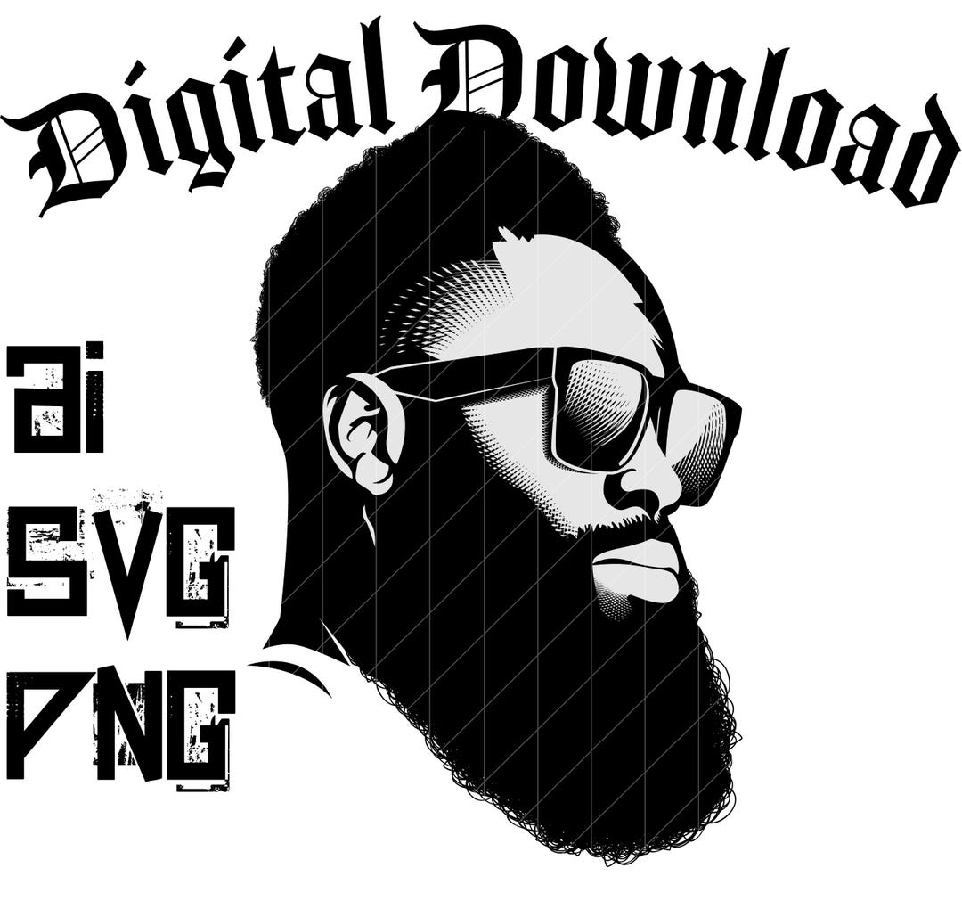 Afro Bearded Man SVG | Black History Hipster Silhouette (digital ...