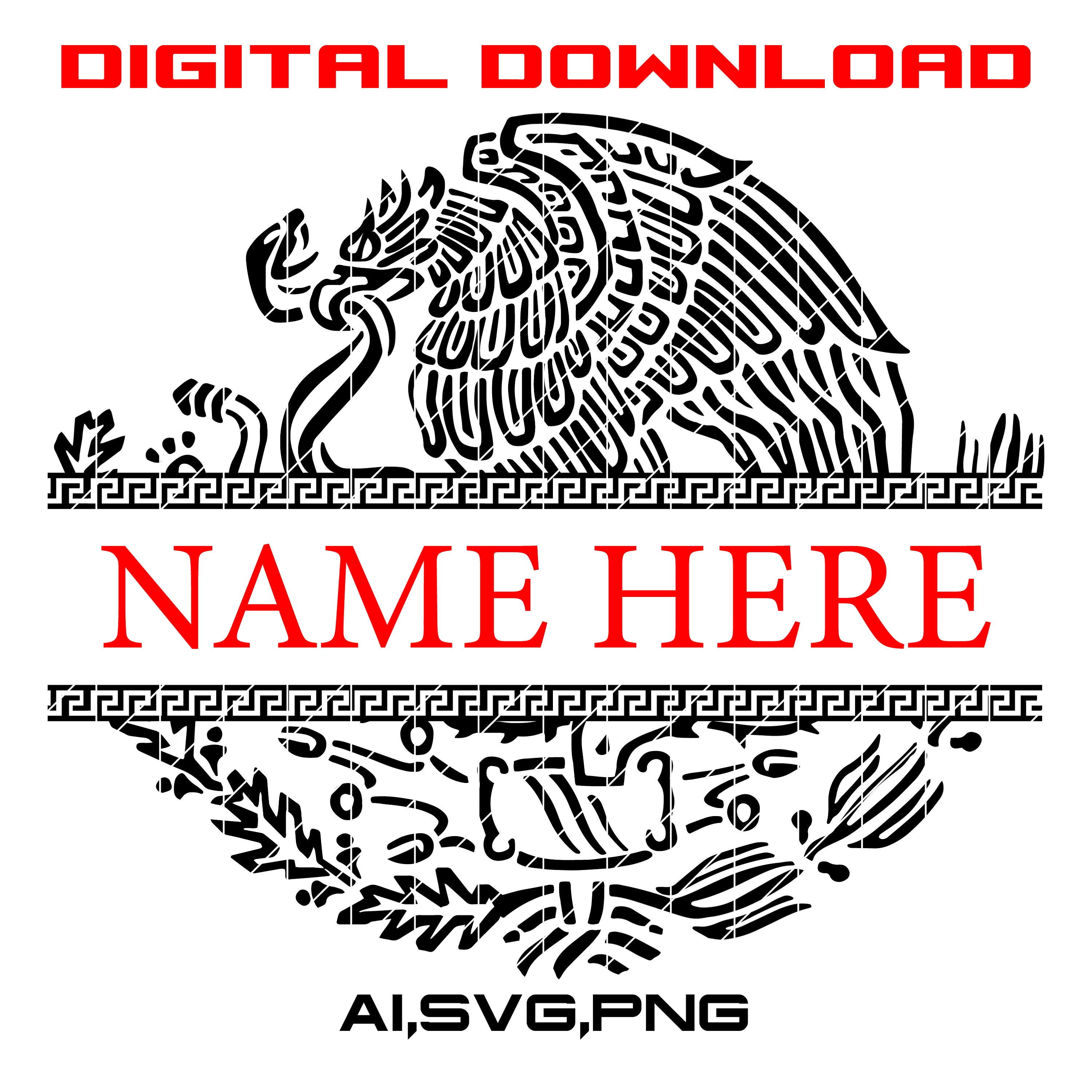 Sello Del Aguila Split Monogram Mexican Eagle Aguila Cut - Etsy