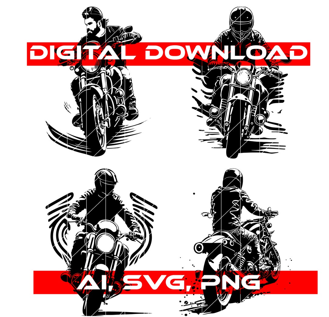 4 Motorcycle Svg Bundle | Bike Svg | Biker Cutfile | Motorcycle Png ...