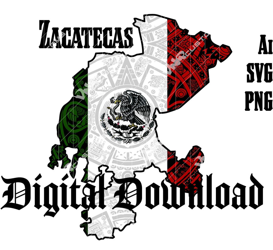 Archivo SVG del mapa azteca de Zacatecas, México, alto detalle ...