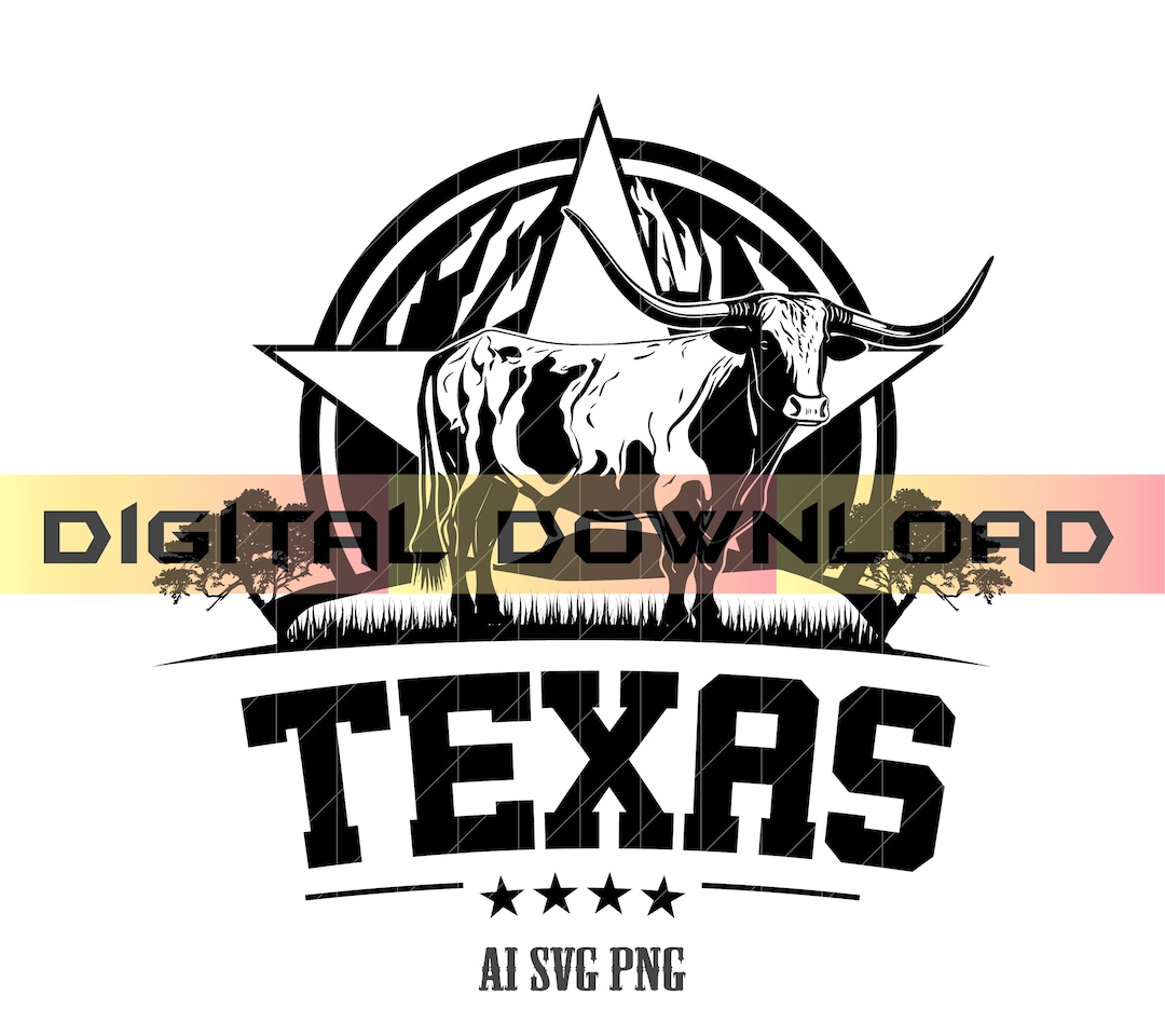Texas Cattle Bull Emblem, Texas Animal Western Roam Beef Bison ...