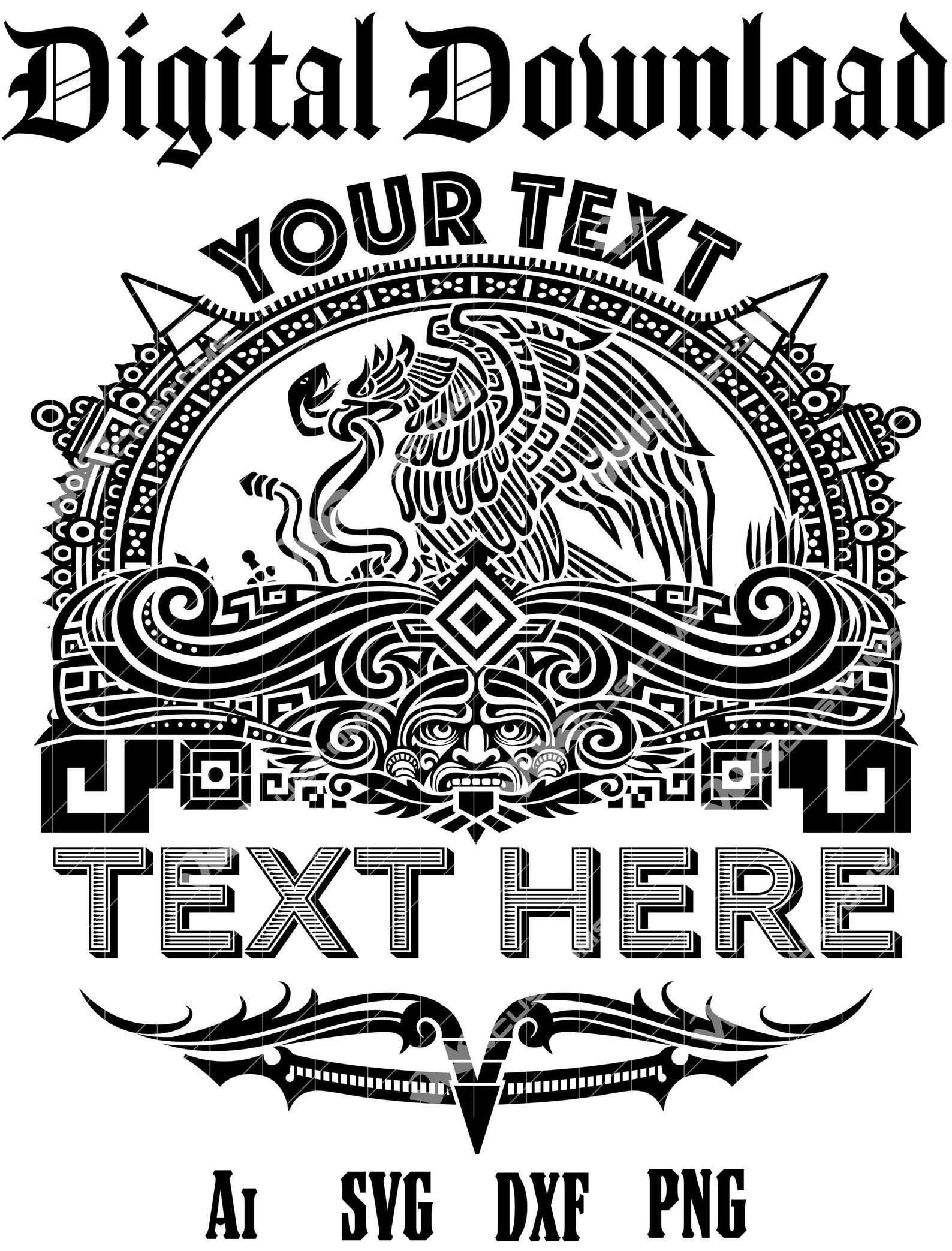 Custom Aztec Eagle Emblem SVG | Personalized Mexican Logo (digital ...