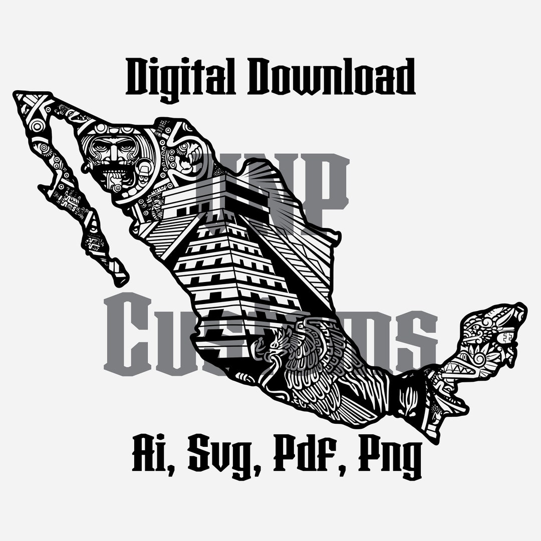 Mexican Aztec Map SVG File, High Detail, Aztec Calendar SVG, Laser ...