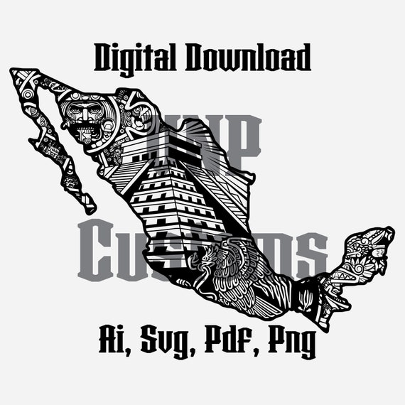 Mexican Aztec Map SVG File High Detail Aztec Calendar SVG - Etsy