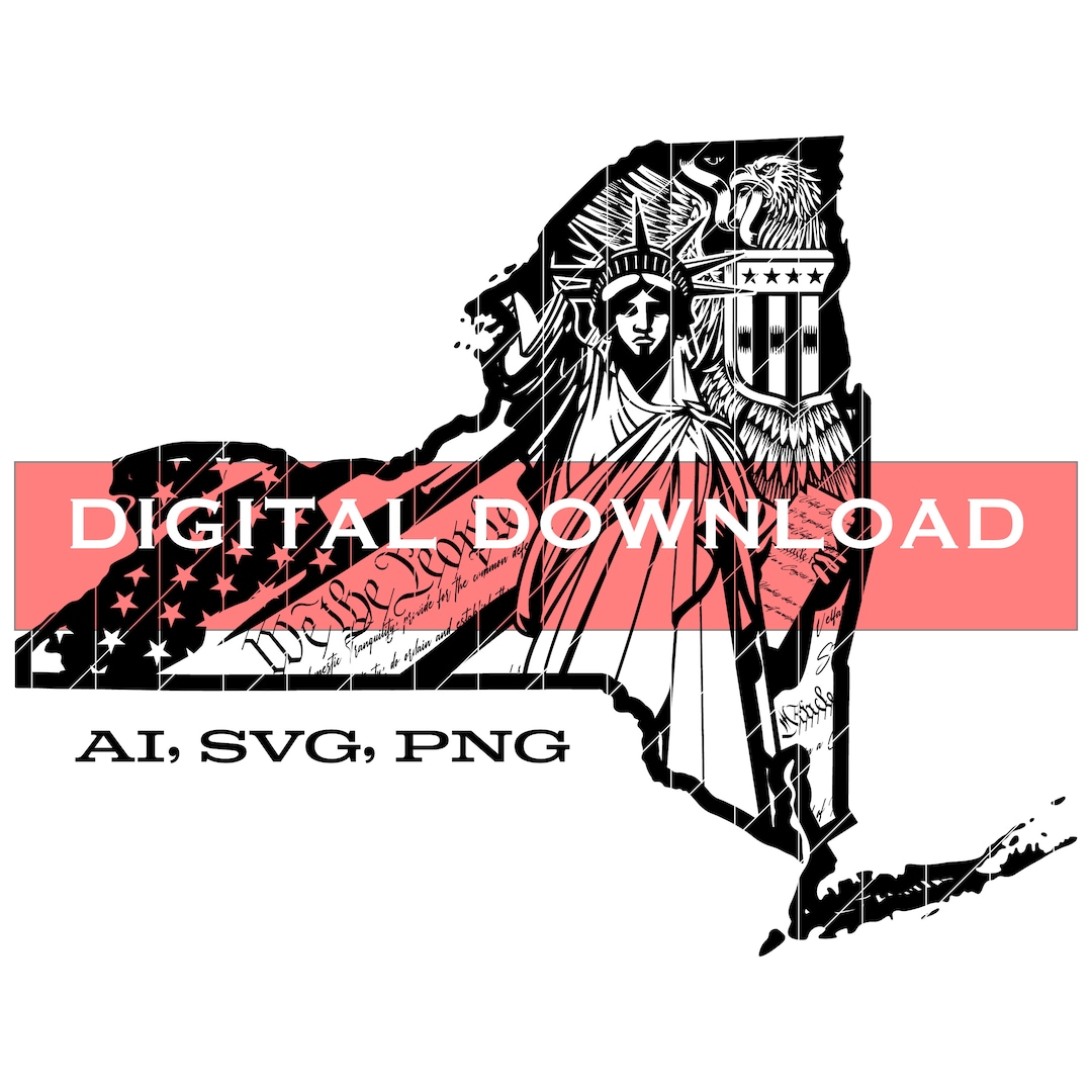 Stunning American Art SVG Map of New York State: Perfect for High ...