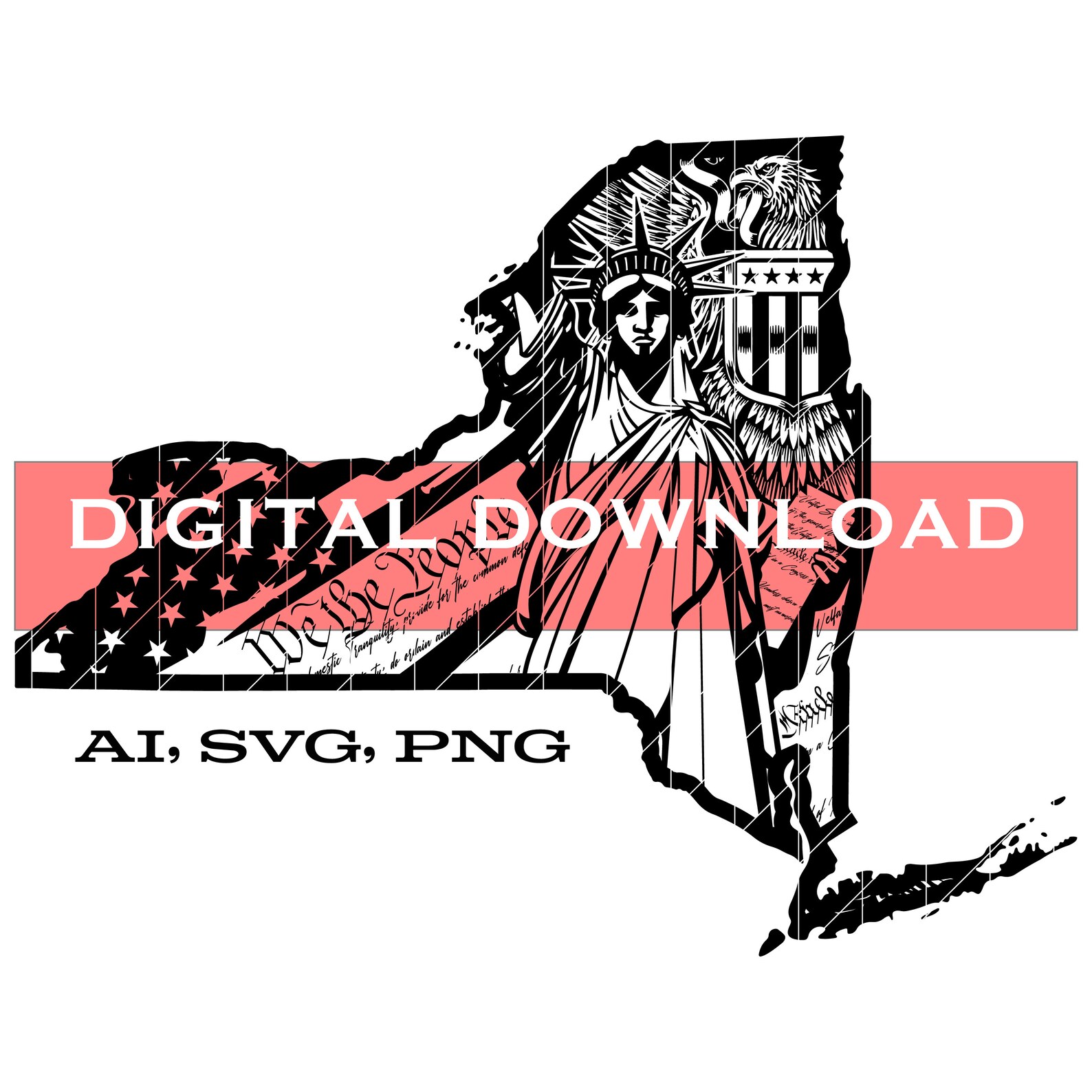 Stunning American Art SVG Map of New York State: Perfect for - Etsy