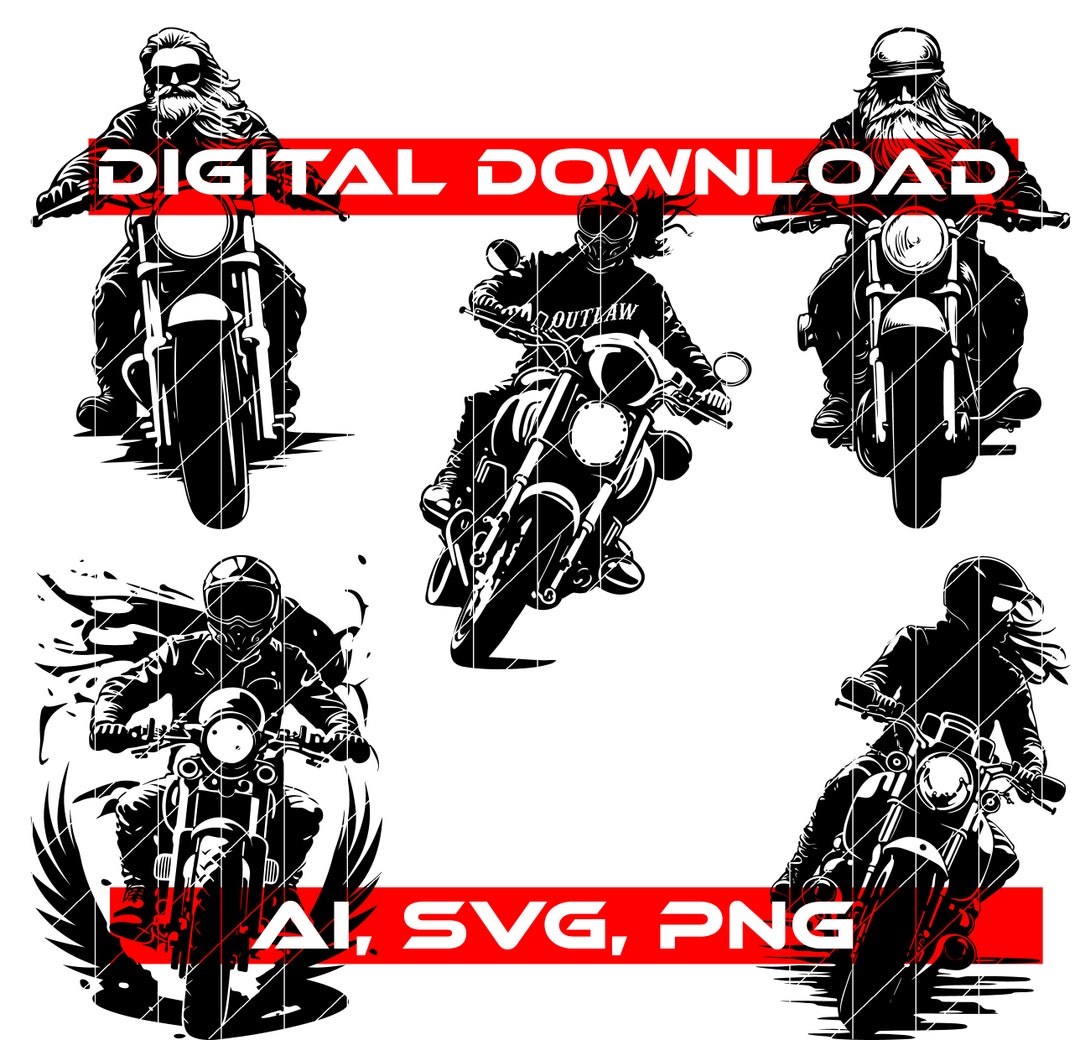 5 Motorcycle Svg Bundle | Bike Svg | Biker Cutfile | Motorcycle Png ...