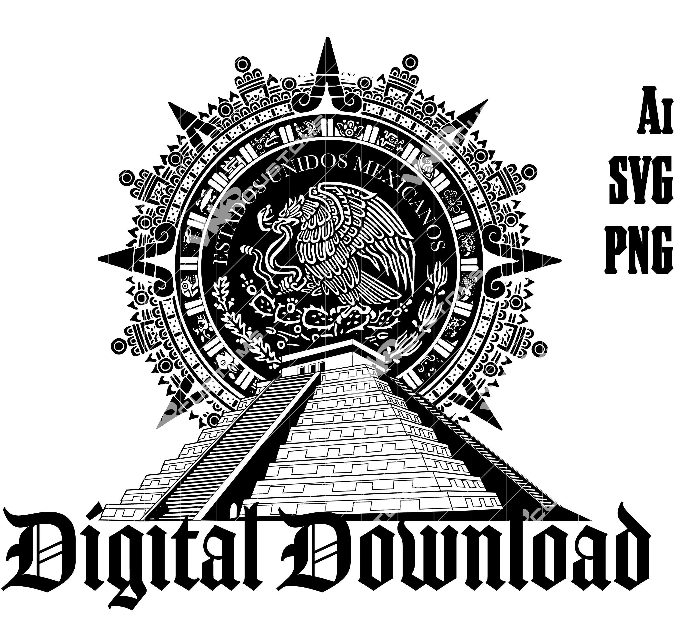 Pirámide de MéxicoChichen Itza SVG File, Calendario Azteca SVG, archivo ...