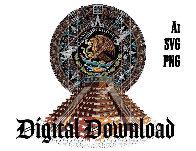 Pirámide de México Chichen Itza Archivo SVG a color, Calendario Azteca ...
