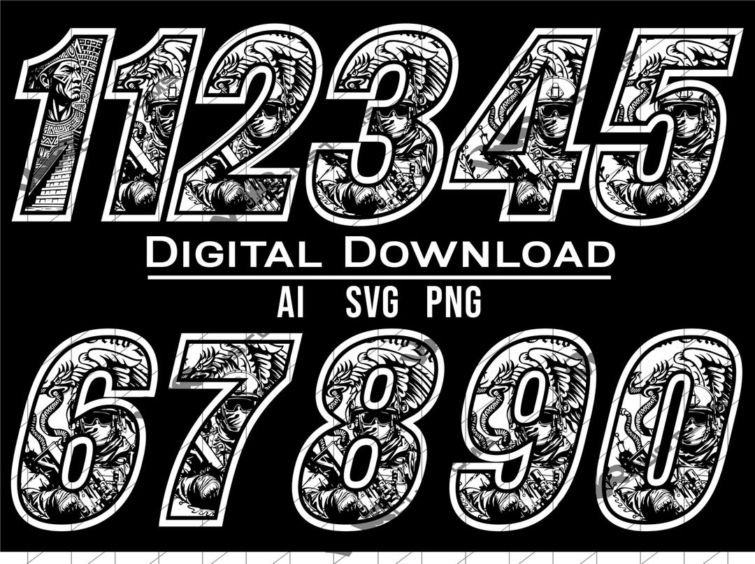 Aztec Art Number Clipart | Chicano Style (digital Download) - Etsy Canada