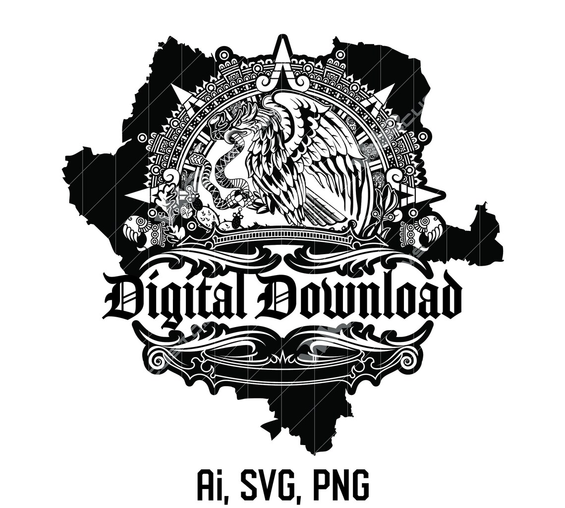 Durango Mexican Eagle Svg Mexico Map Aztec Style Vector File AI PNG ...