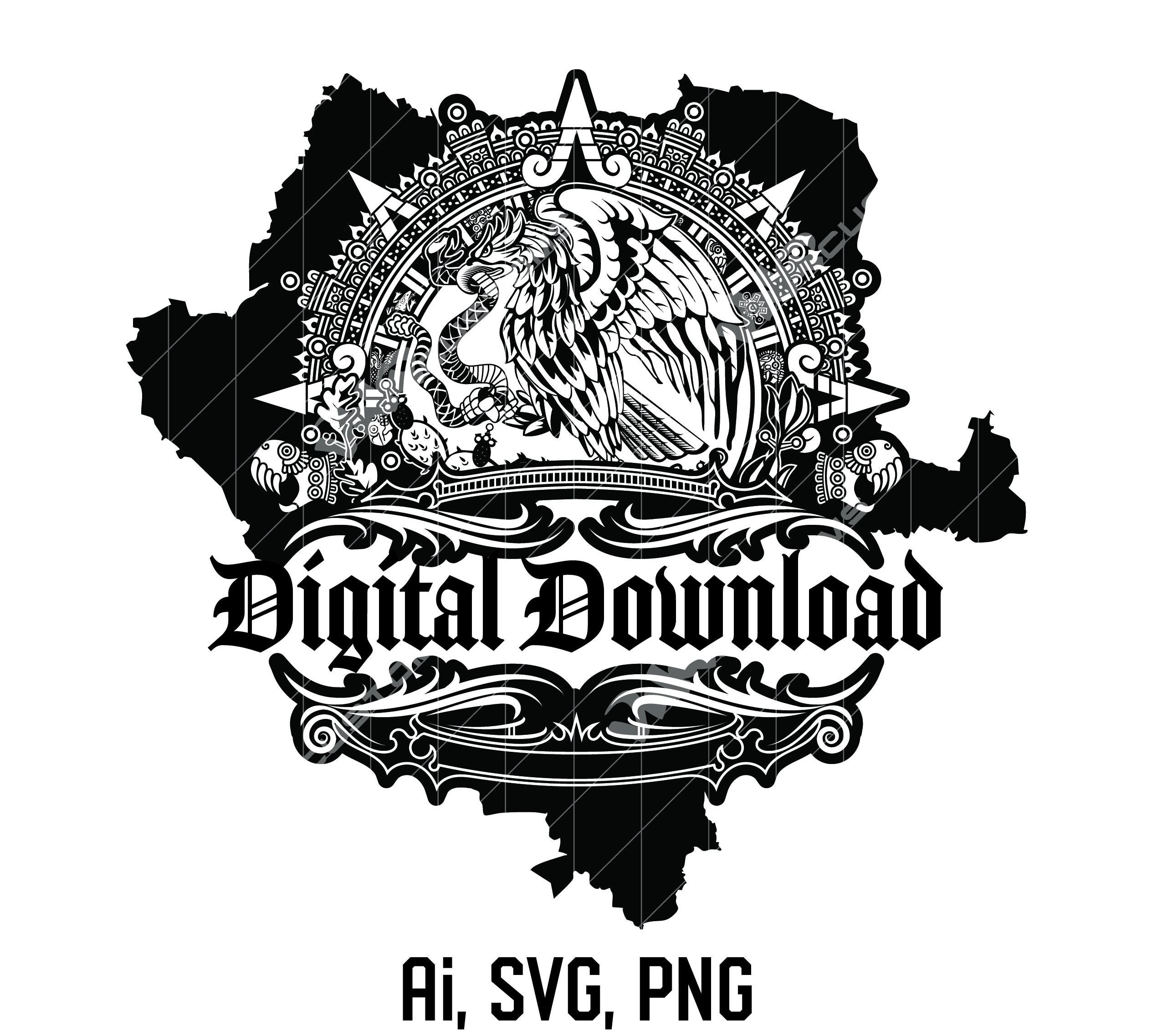 Durango Mexican Eagle Svg Mexico Map Aztec Style Vector File AI PNG ...