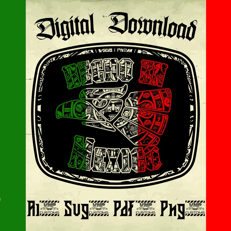 Hecho En Mexico Aztec Eagle SVG, Mexican Flag Art (digital Download) - Etsy
