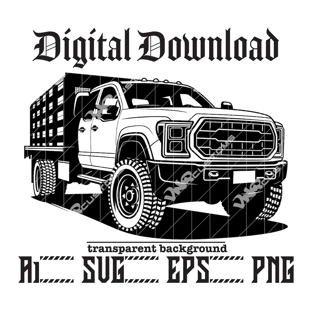 Heavy Duty Flatbed Truck Vector Design - Bold Black and White Digital ...