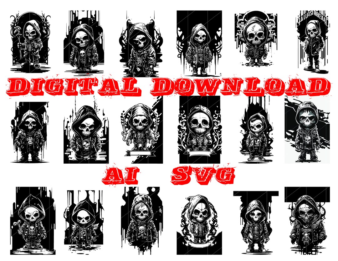 18 Little Skull Svg Bundle, Silhouette Skull Bundle , Deer Head, Skull ...