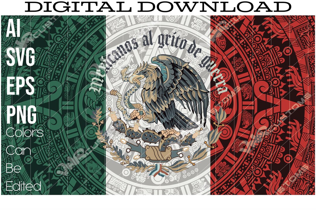 Aztec Mexican Flag SVG Png File, Aztec Calendar SVG, Mexican Art, Laser ...