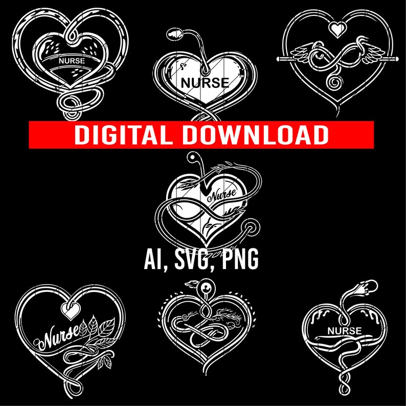Nurse Hearts Designs Heart Clip Art Svg Engraving Hearts - Etsy