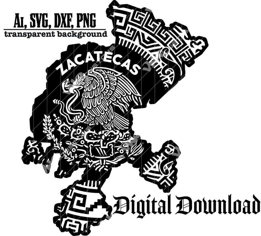 Zacatecas Mexico Map Vector, Aztec Eagle Design (digital Download) - Etsy