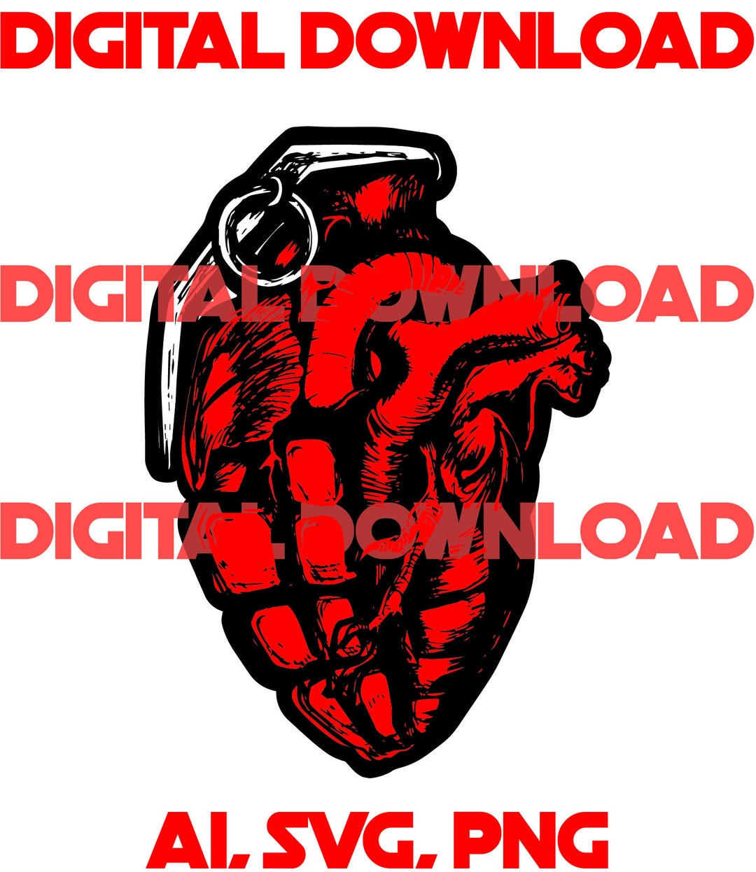 Heart Svg,png,svg , Laser File, Anatomical Heart Clip Art, Grenade SVG ...