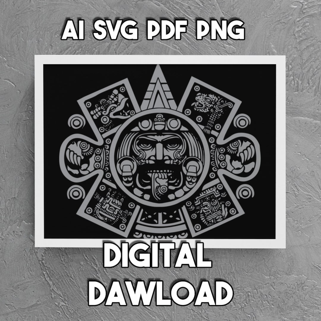 Aztec SVG File, Laser File, High Detail, Aztec Calendar SVG - Etsy